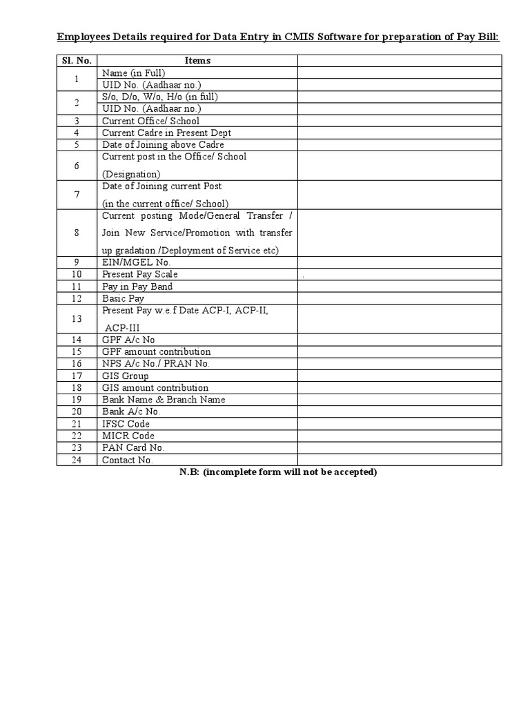 CMIS Employee Data Entry Form | PDF | Information Technology | Computing