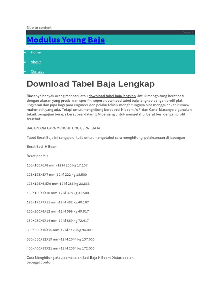 DOWNLOAD TABEL BAJA | PDF