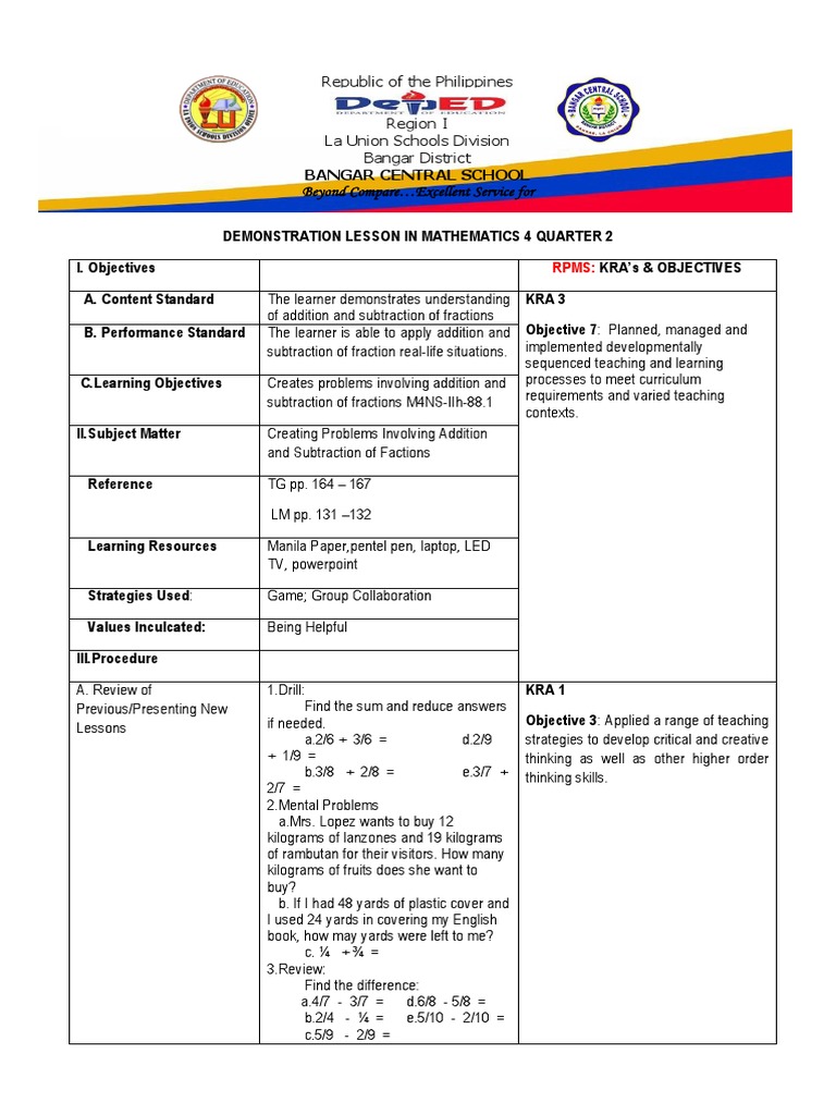 Cot Mathemathics-Quarter 2 | PDF | Learning | Curriculum