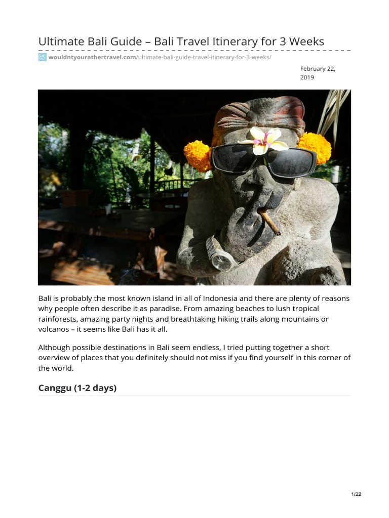 Ultimate Bali Guide - Bali Travel Itinerary For 3 Weeks | PDF | Bali ...