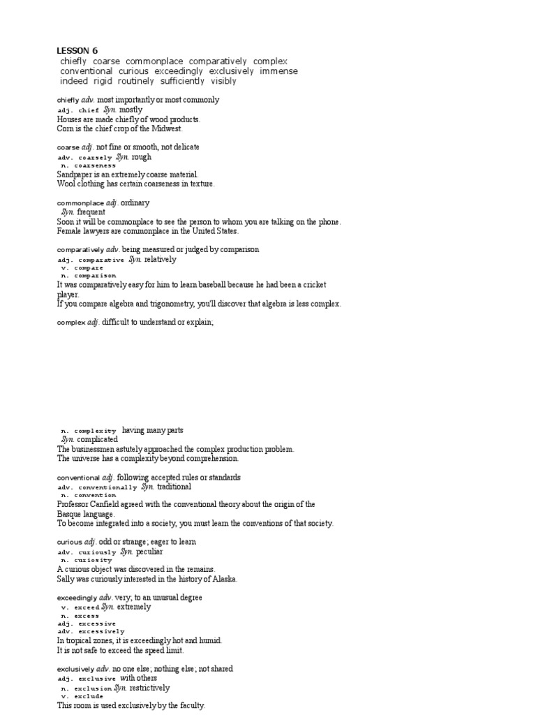 Lesson 6: Syn. Mostly | PDF
