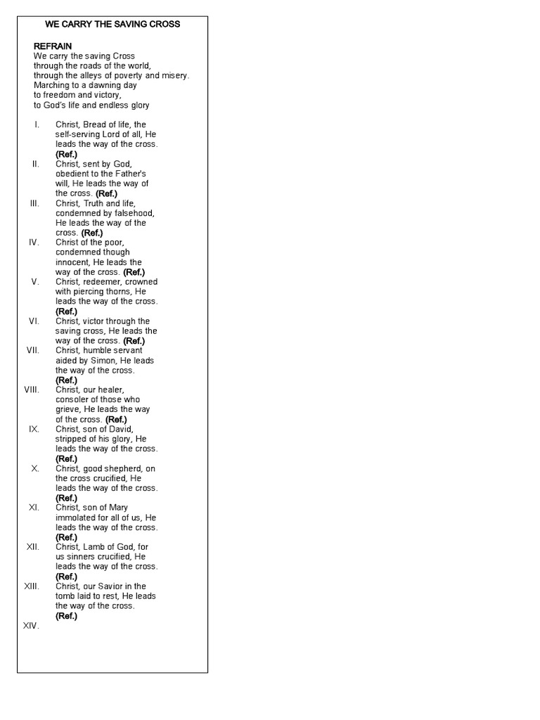 We Carry The Saving Cross Lyrics | PDF
