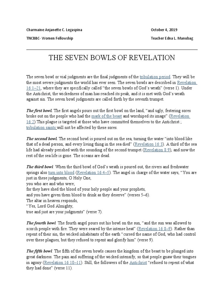 7 Bowls of Revelation | PDF | Eschatology | Religious Belief And Doctrine