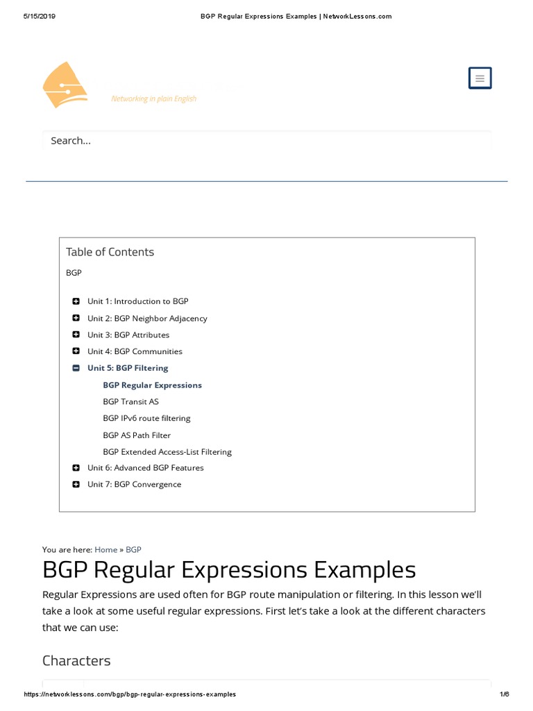 BGP Regular Expression | Download Free PDF | Regular Expression | Computer Architecture