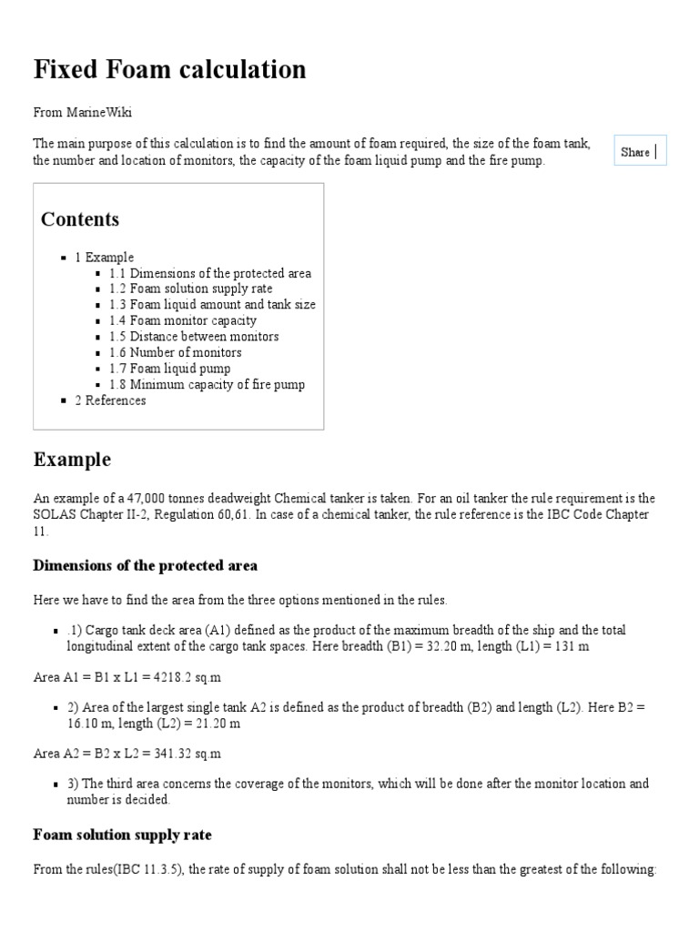 Fixed Foam Calculation | PDF | Oil Tanker | Foam