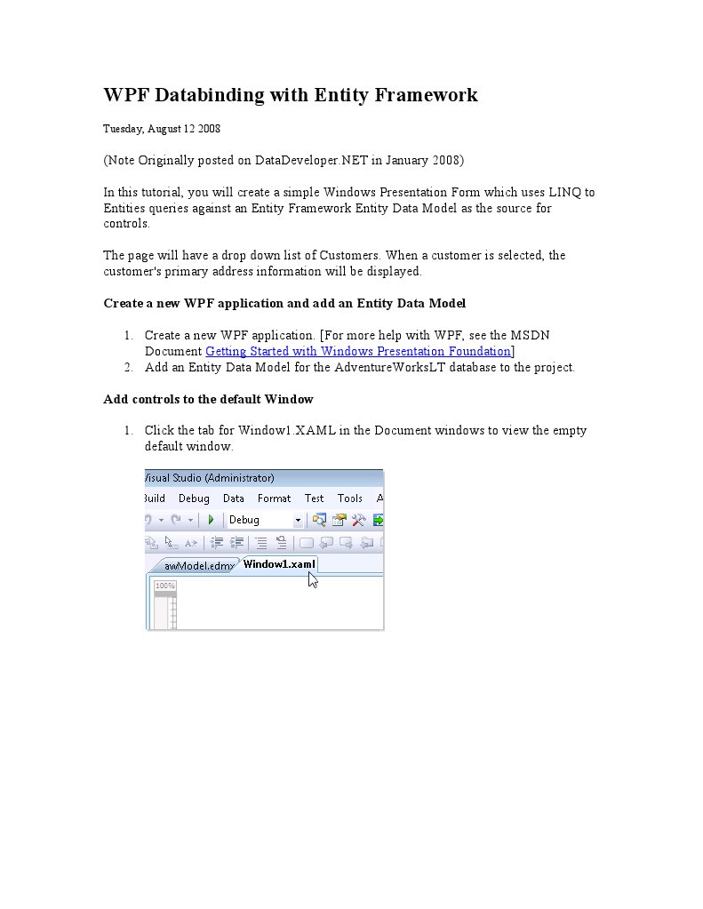 WPF Data Binding With Entity Framework | PDF | Windows Presentation Foundation | Entity Framework