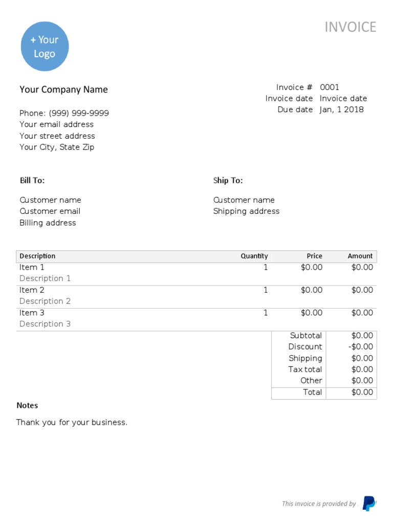 Downloadable Word Invoice Template | PDF