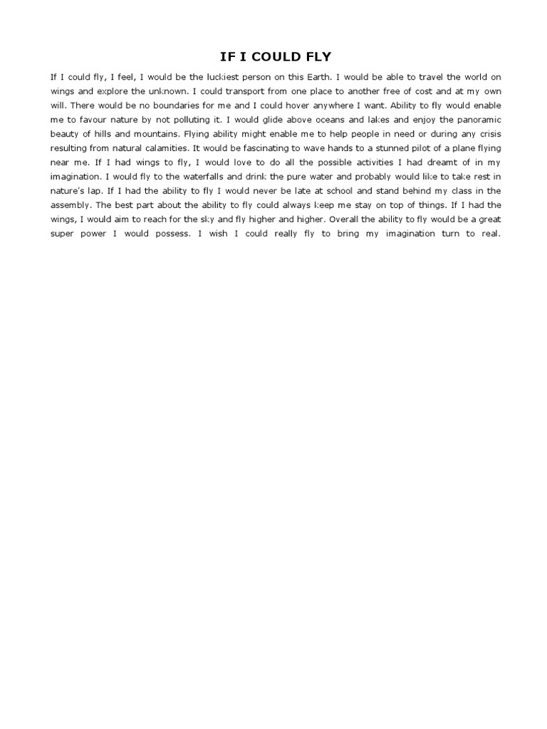 English Paragraph - If I Could Fly | PDF