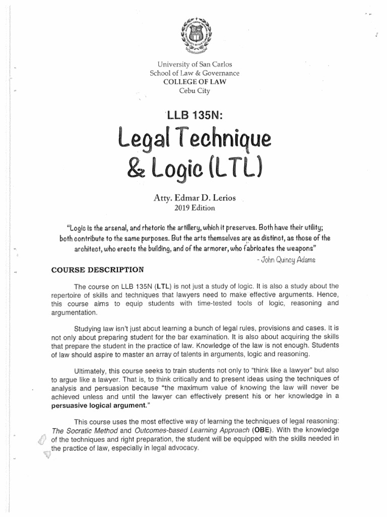 Legal Technique and Logic Book PDF | PDF