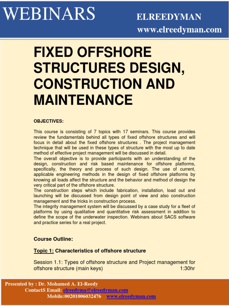 Offshore Structures Design Course | PDF | Web Conferencing ...