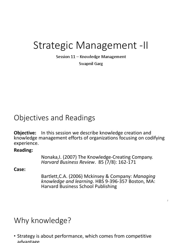 Session 11 Knowledge Knowledge Creating Company McKinsey Case | PDF ...