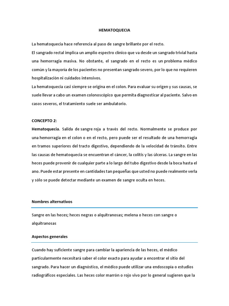 Guía Completa sobre Hematoquecia | PDF | Heces | Anatomia animal
