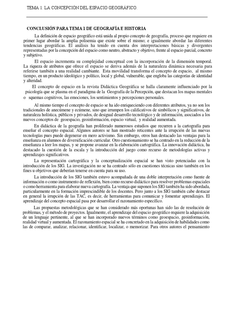 Conclusión Tema 1 Geografía | PDF | Sistema de información geográfica ...