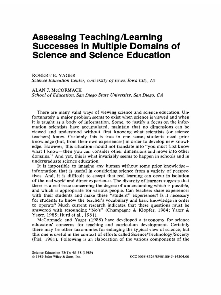 Yager 1989 | PDF | Science | Scientific Method