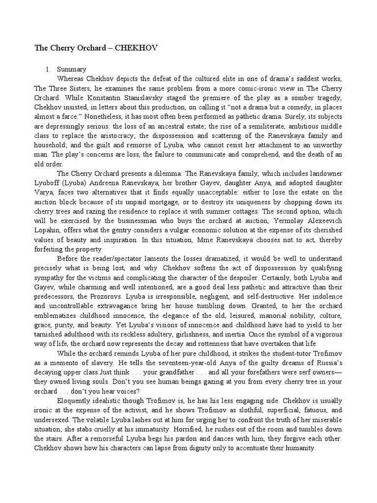 CHEKHOV - The Cherry Orchard | PDF | Anton Chekhov