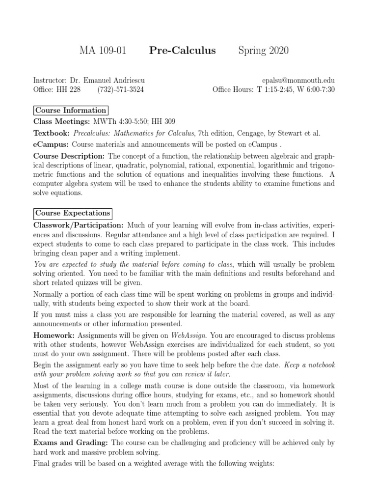 PRECALCULUS | Download Free PDF | Precalculus | Homework