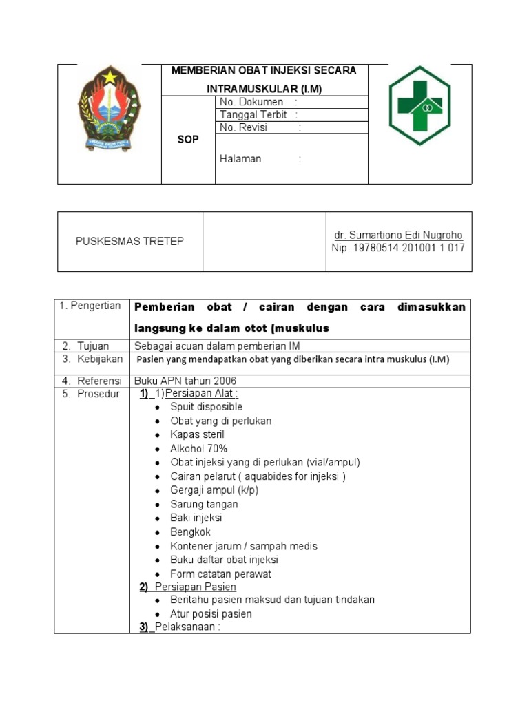 SOP Injeksi Intramuskular | PDF