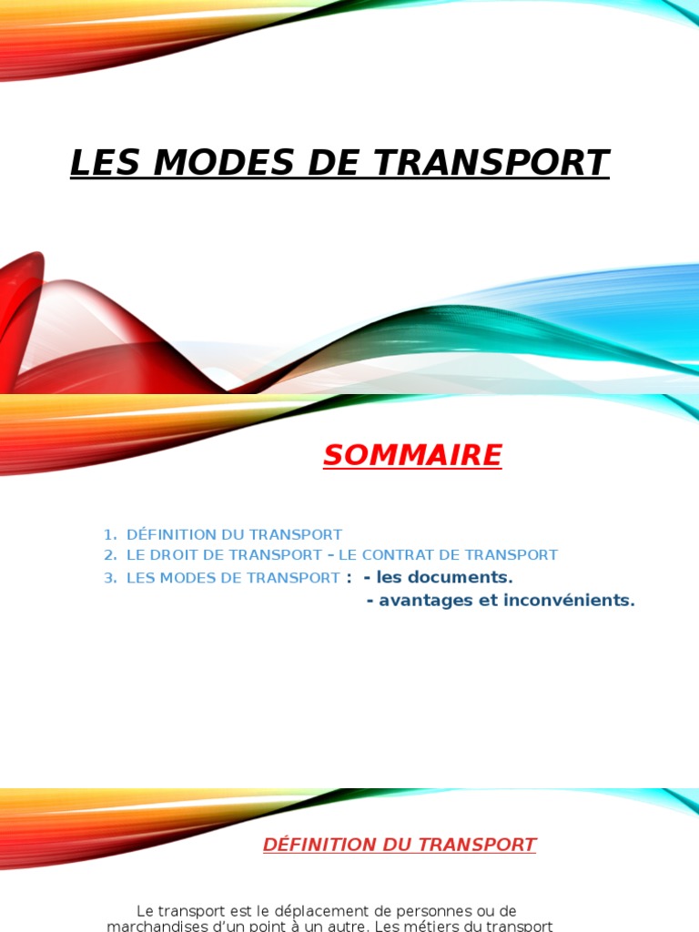 Modes de Transport : Avantages et Inconvénients | PDF | Mode de ...
