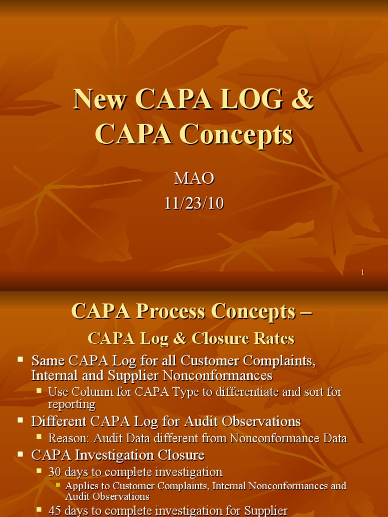 New Capa Log & CAPA Concepts | PDF | Quality Assurance | Audit
