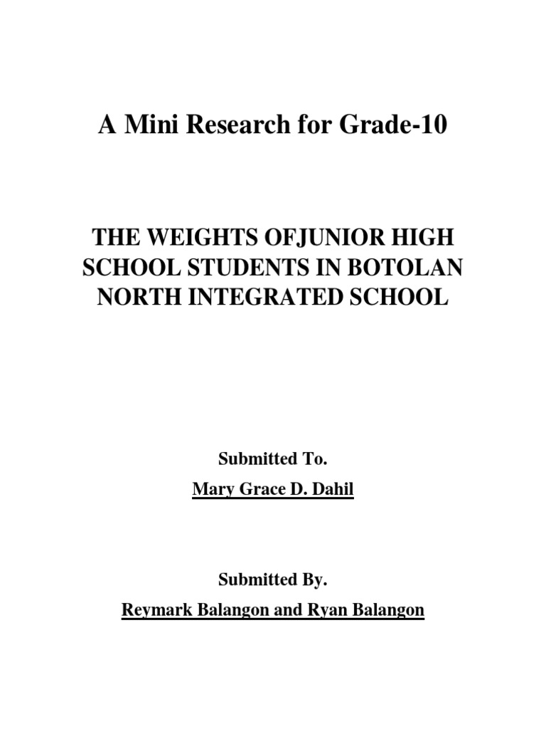 Weights of Grade 10 Students at BNIS | PDF | Statistical Analysis ...