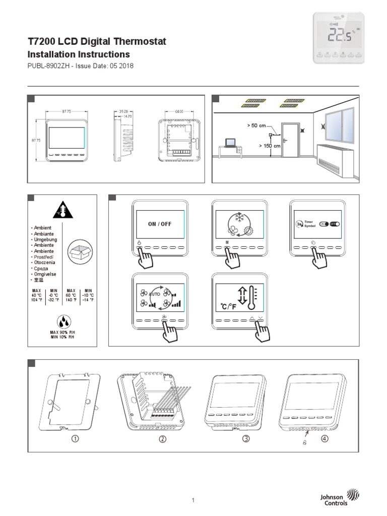 T7200 Installation Guide - ZH | PDF | Thermostat | Electromagnetism