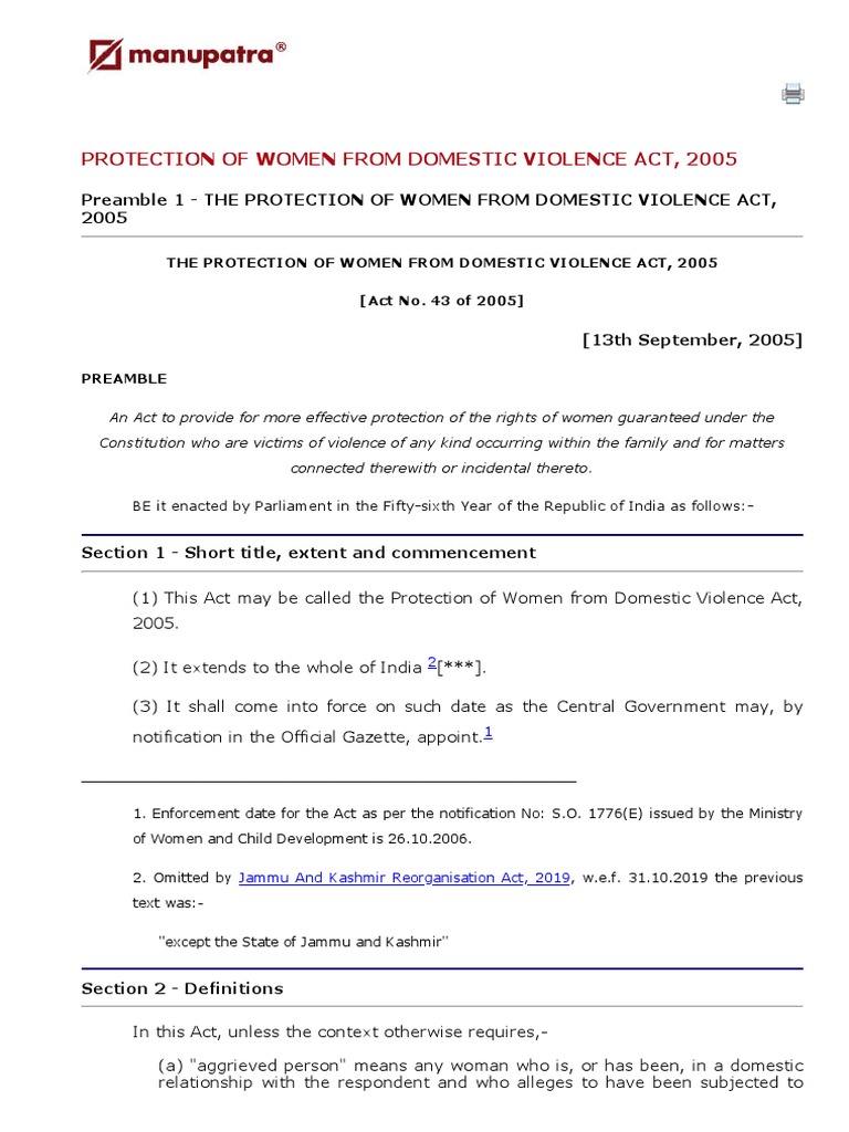 Protection of Women From Domestic Violence Act, 2005 | PDF | Magistrate ...