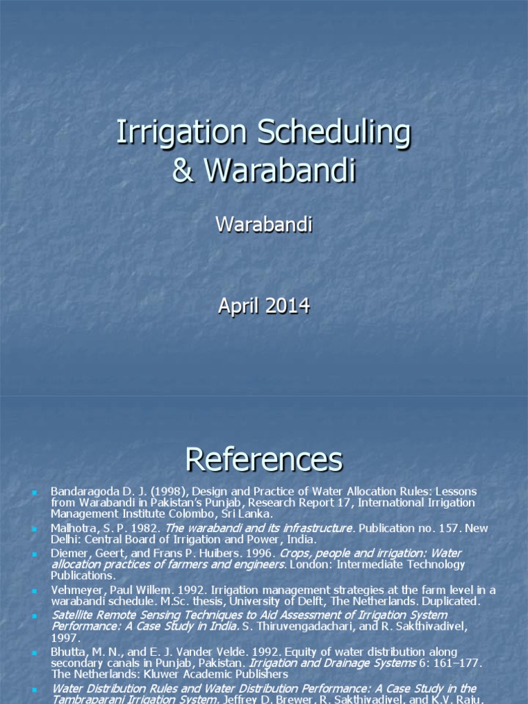 Scheduling and Warabandi | PDF | Irrigation | Water