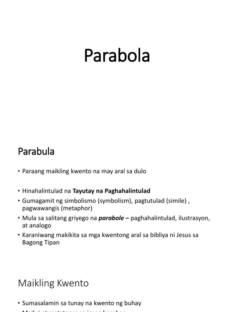 Parabola at Maikling Kwento | PDF
