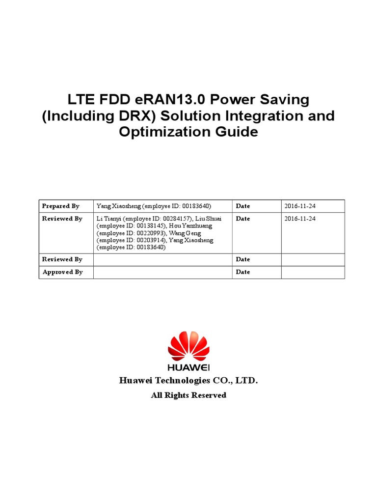 eRAN15.0 Power Saving (Including DRX) Solution Integration and Optimization Guide | PDF | Lte ...