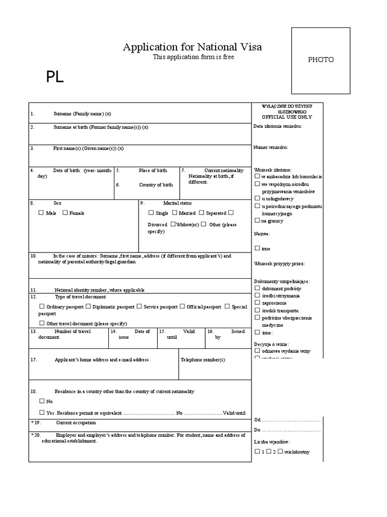 Application For National Visa New | PDF | Travel Visa | Government And ...