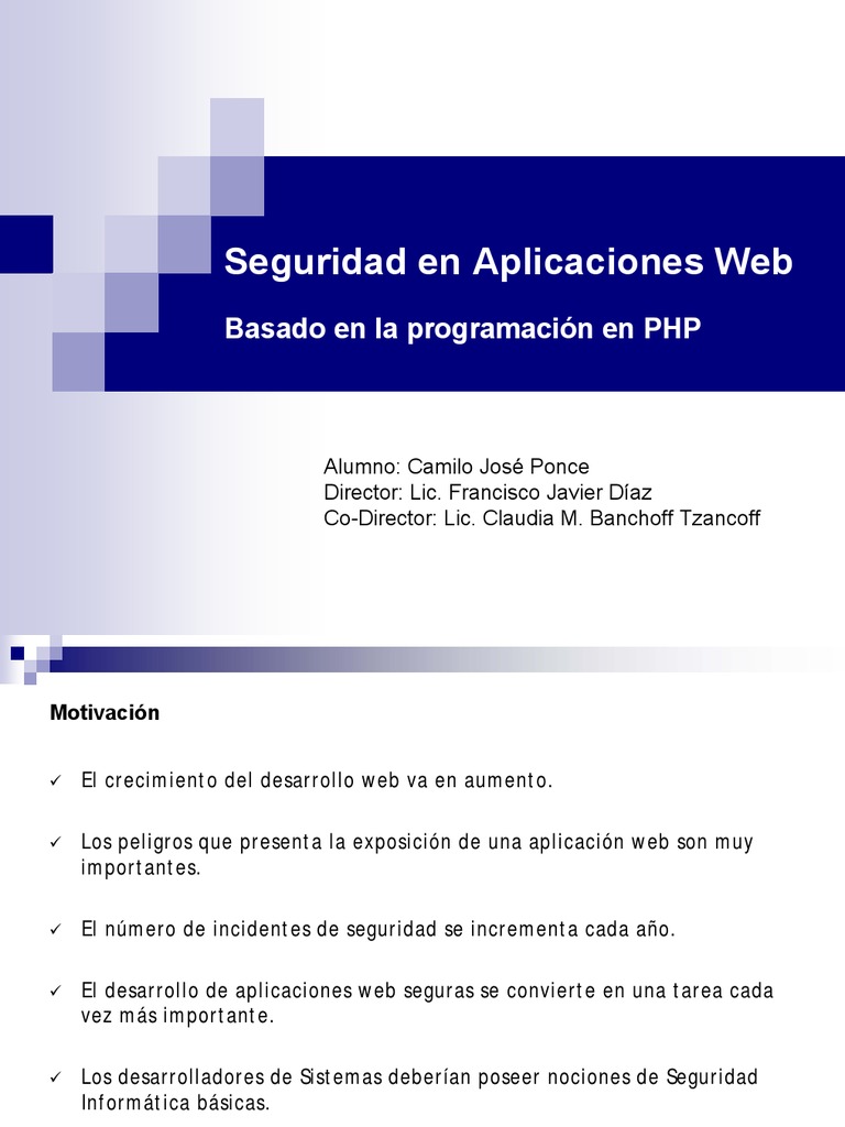 Seguridad en Aplicaciones Web | PDF | Php | Desarrollo web