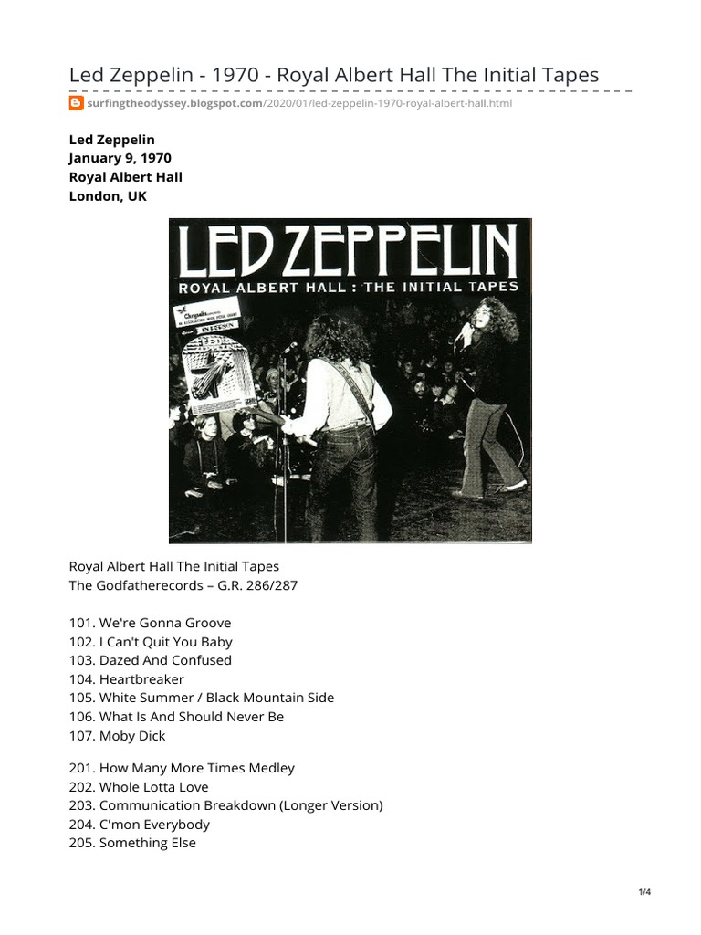 Led Zeppelin - 1970 - Royal Albert Hall The Initial Tapes | PDF | Led ...