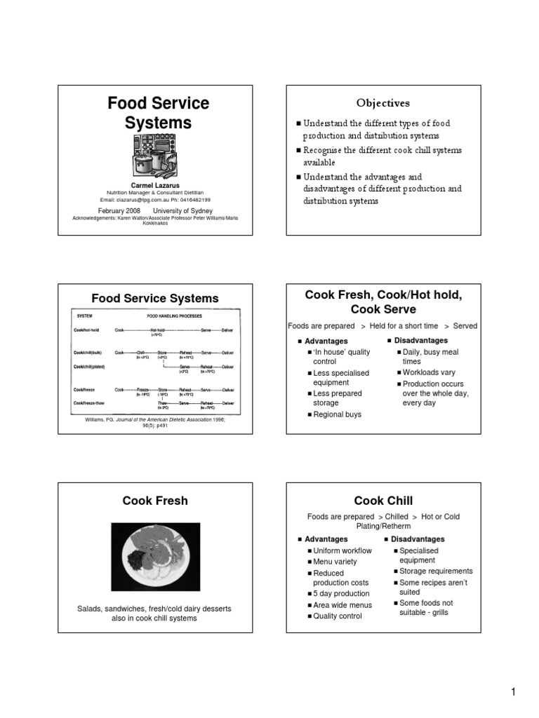 Cook Chill Food Service Systems Overview | PDF | Foods | Cooking