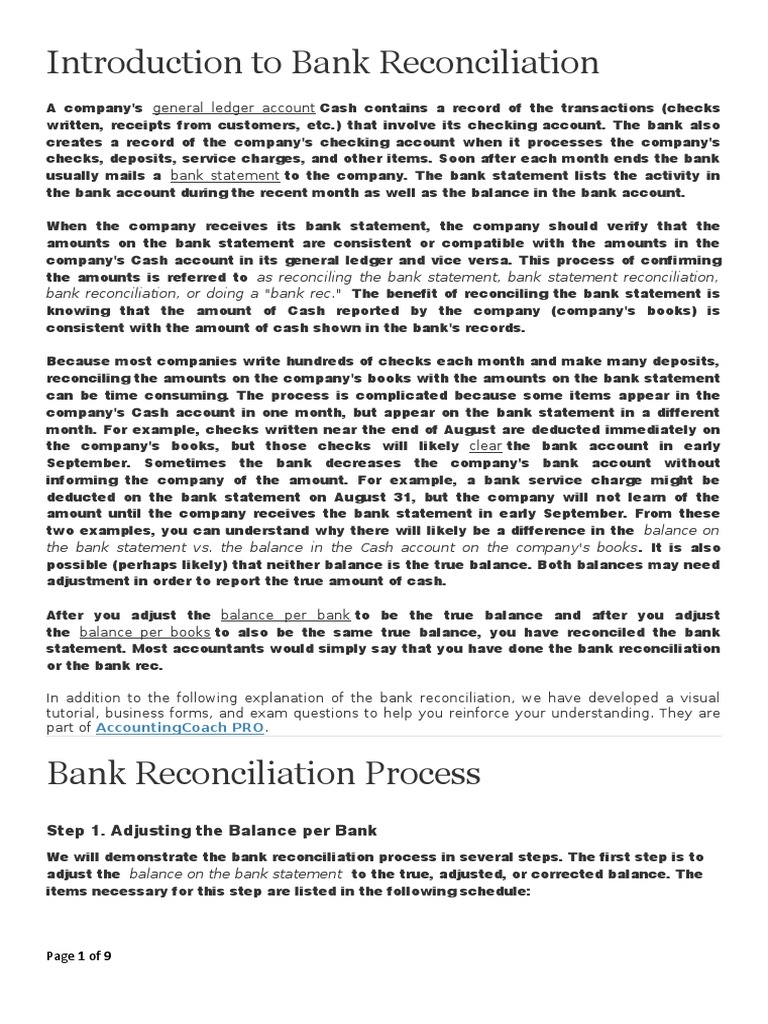 Bank Reconciliation | PDF | Transaction Account | Debits And Credits