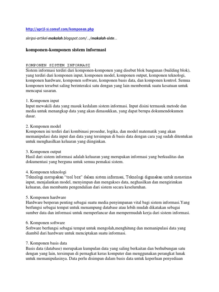 Komponen Model | PDF