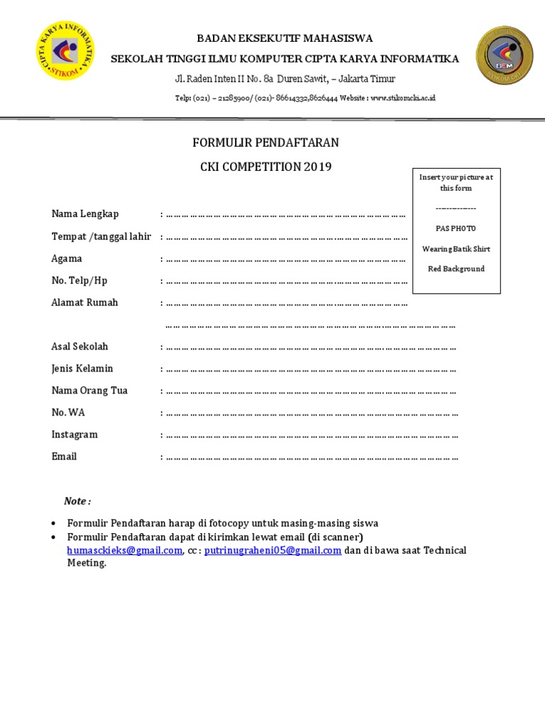 Formulir Pendaftaran Sekolah | PDF