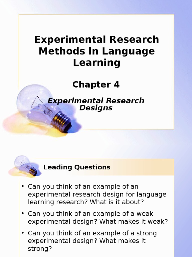 Experimental Research Designs in Language Learning | PDF | Experiment ...