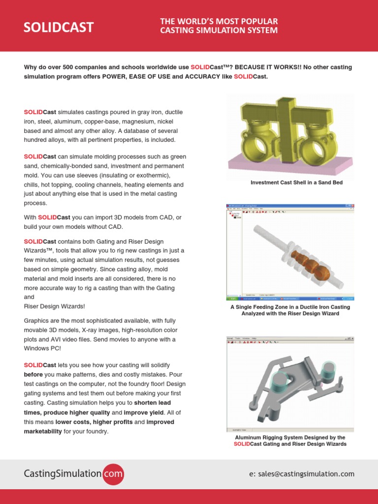 Casting Simulation Product Sheet | Foundry | Casting (Metalworking)
