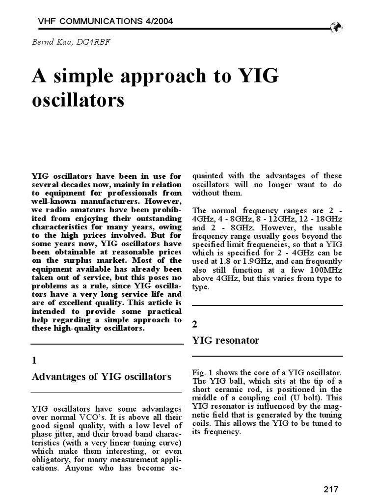 Practical Guide to YIG Oscillators | PDF | Electronic Oscillator ...