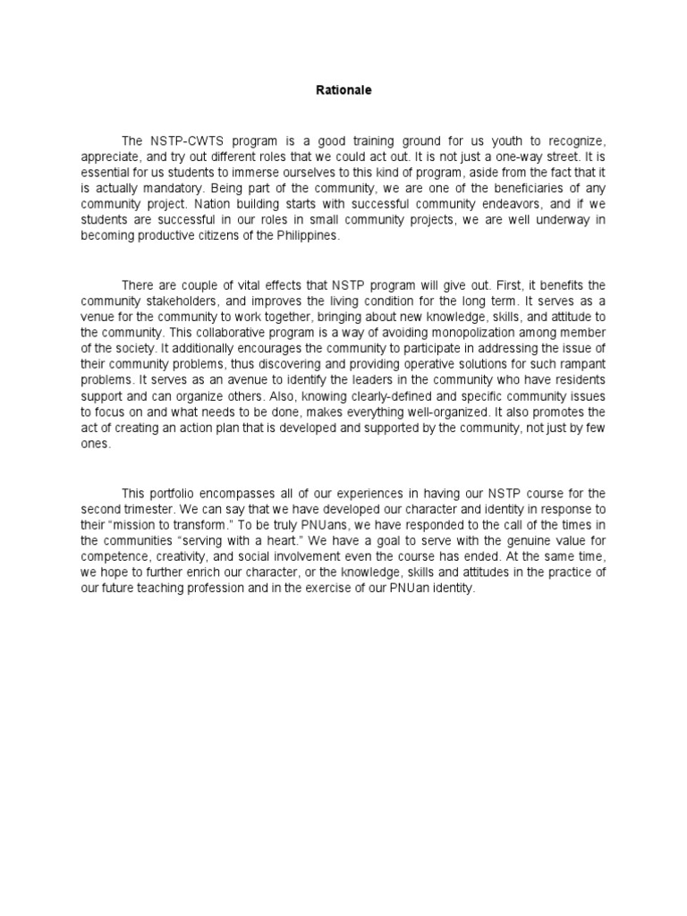 NSTP Rationale Final | PDF