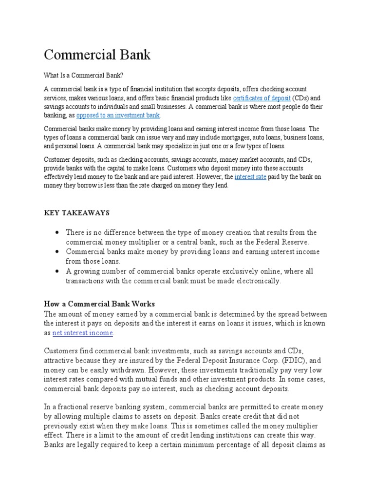 Commercial Bank | PDF | Loans | Banks