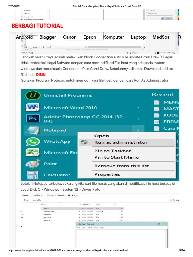 Tutorial Cara Mengatasi Block Illegal Software Corel Draw X7 | PDF