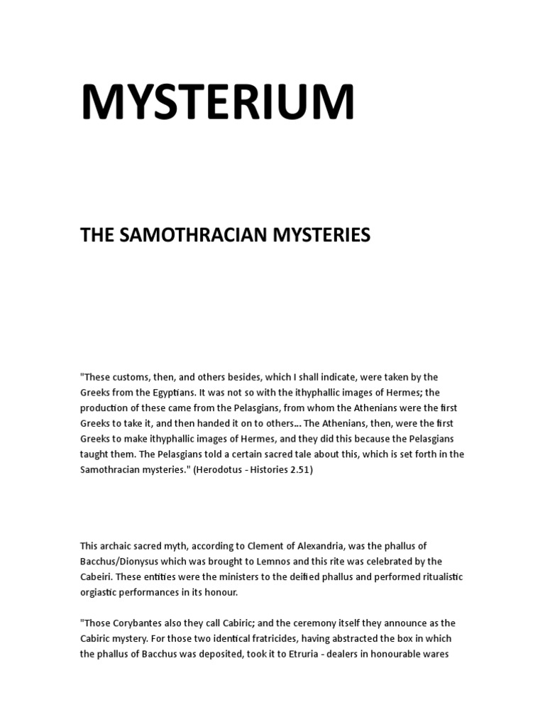 Mysterium - The Samothracian Mysteries | PDF | Aphrodite | Dionysus