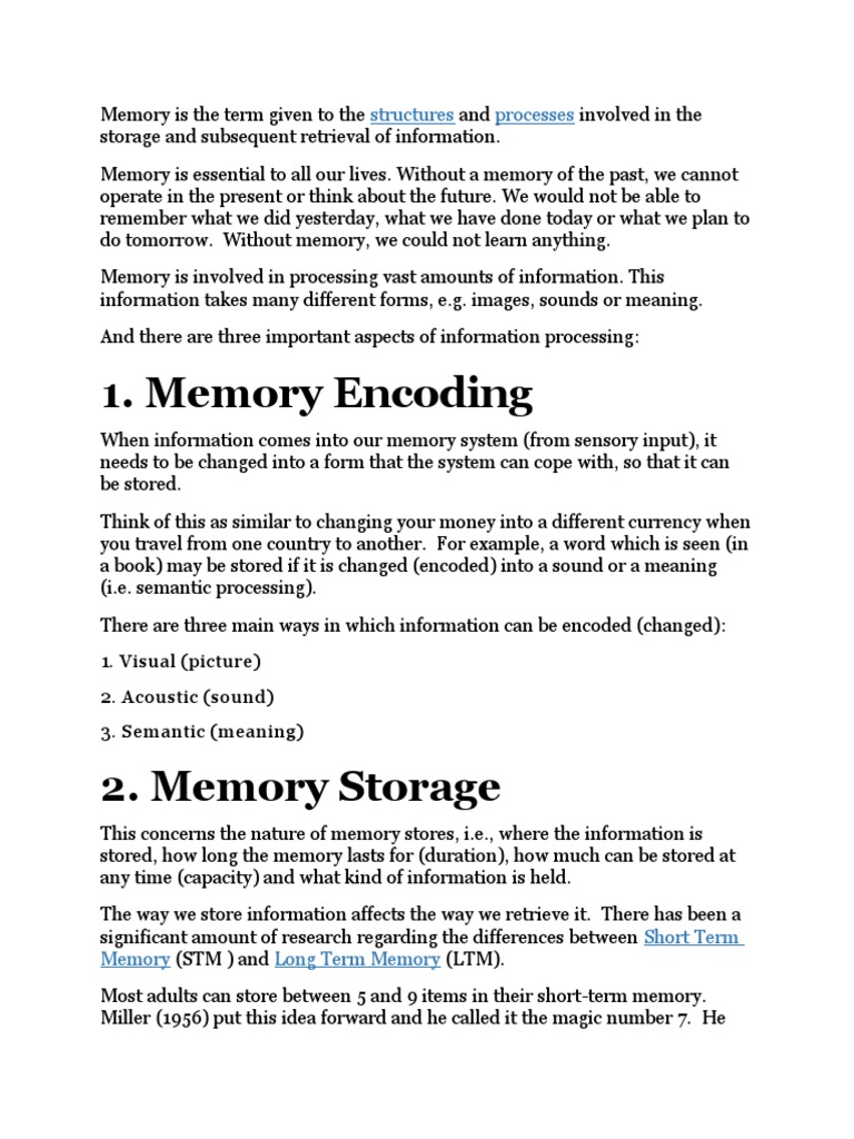 Decoding and Encoding of Memory | PDF | Memory | Recall (Memory)