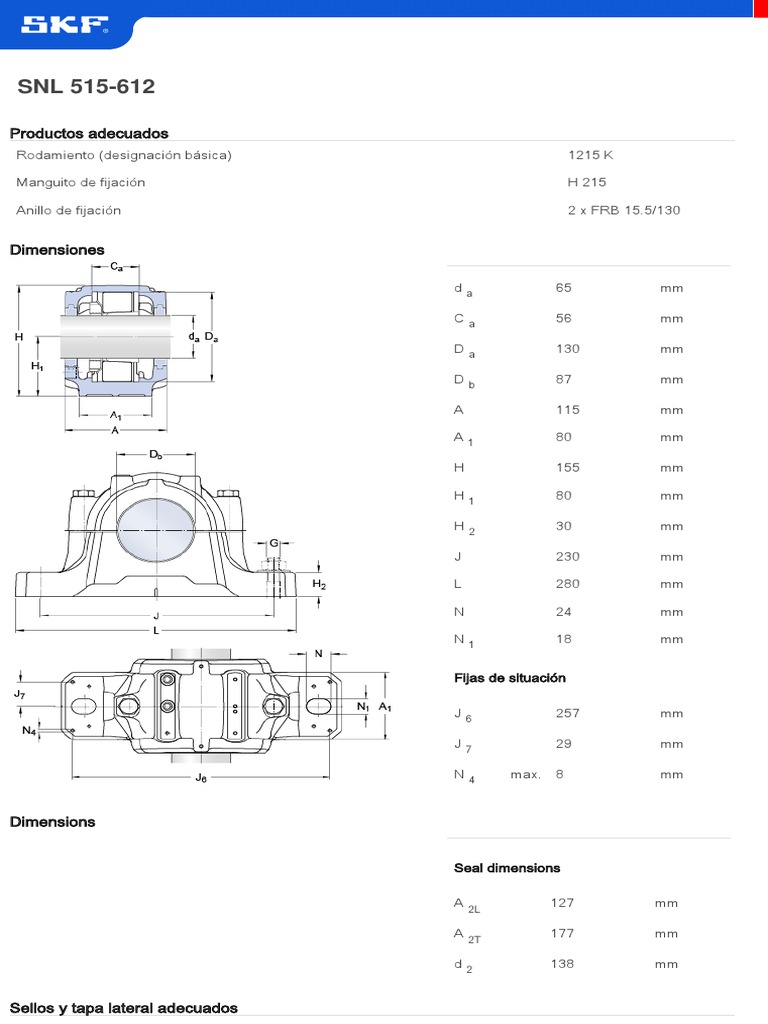 Soportes de Pie de Dos Piezas Series SNL y SE para Rodamientos Montados ...