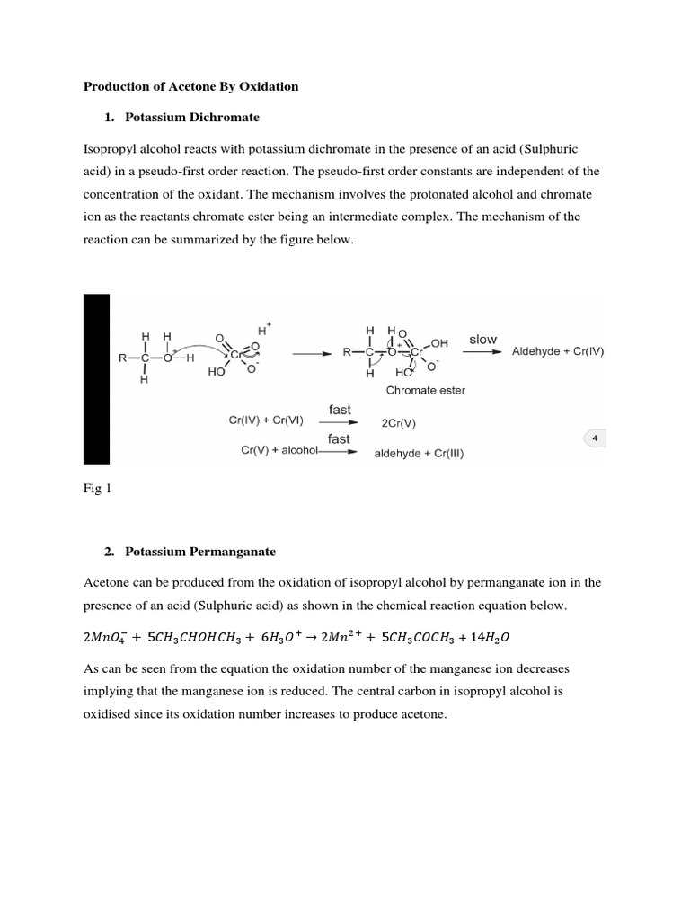 Production of Acetone by Oxidation | PDF