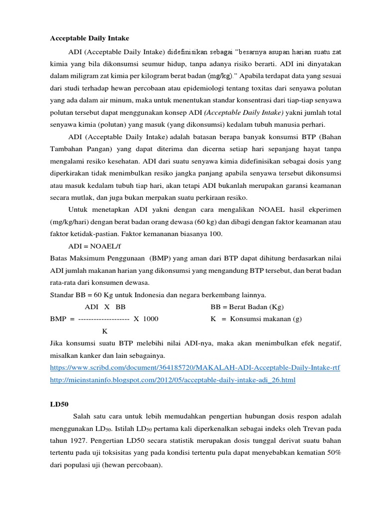 Acceptable Daily Intake New | PDF
