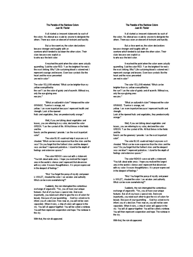 The Colors' Quarrel: A Rainbow Parable | PDF | Color