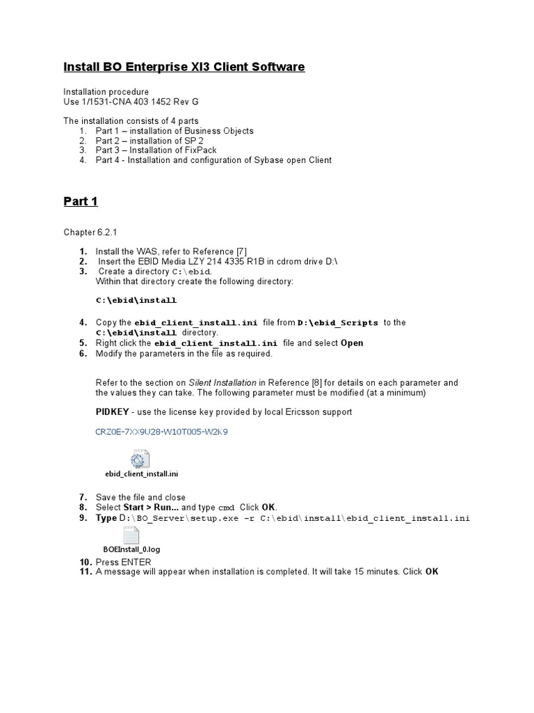 Install BO Enterprise XI3 Client Software | PDF | Microsoft Windows ...