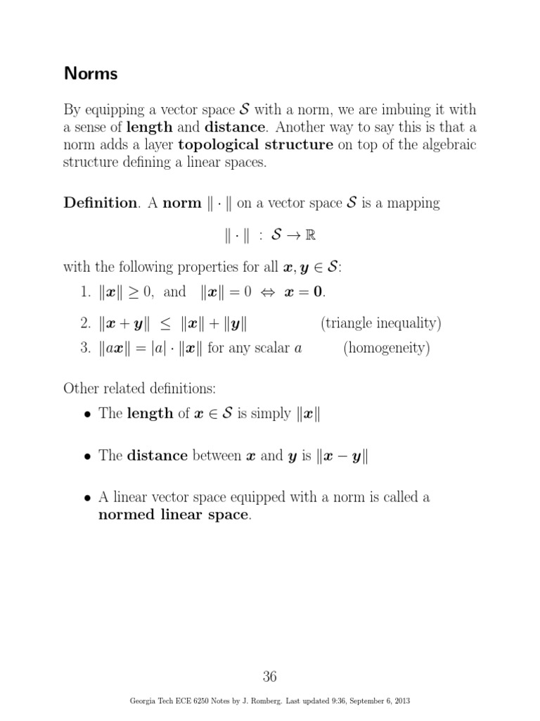 04 Notes 6250 f13 | PDF | Norm (Mathematics) | Vector Space